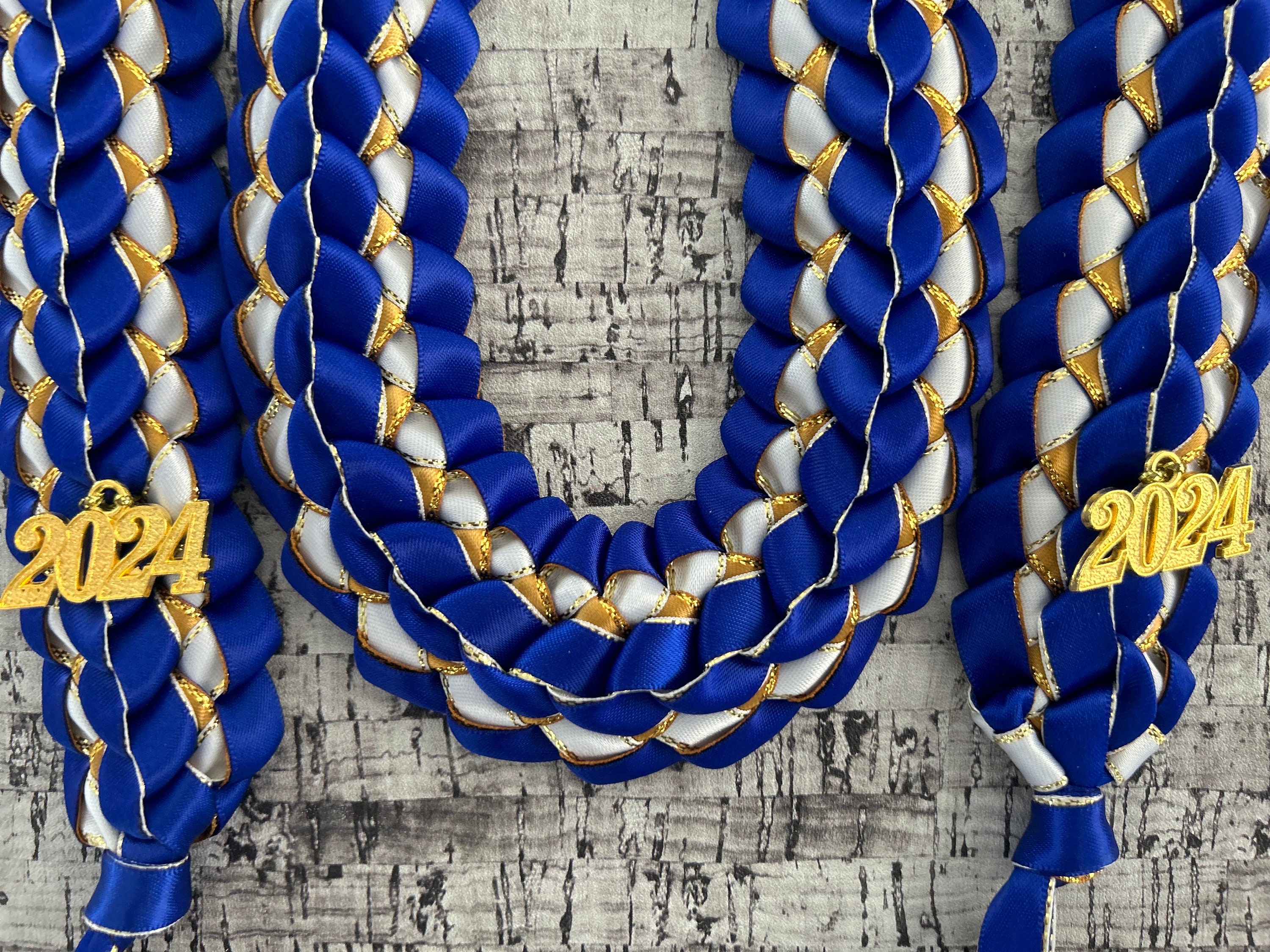 Graduation Stole Open Ended Double Braided Lei Royal Blue / Gold Edged ...
