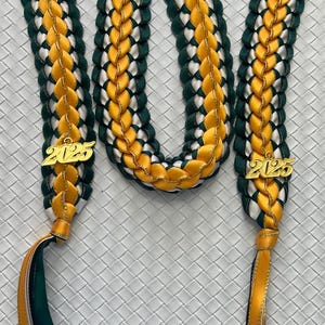 Graduation Stole Double Braided Lei Forrest Green / Gold and White Gold ...