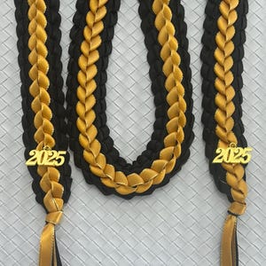 Graduation Stole Double Braided Ribbon Leis Black / Gold Edged Ribbon ...