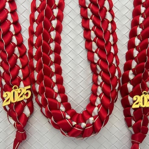 Handmade Graduation Lei: Red & Gold Ribbon, 2025 Charm - Etsy