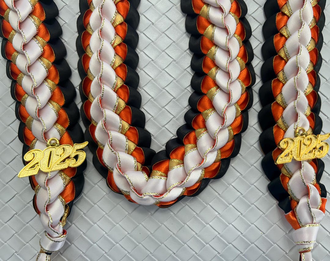 Handmade Graduation Stole: Double Braided Ribbon Lei With Gold 2025 ...