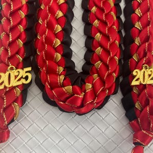 Graduation Stole Open Ended Lei Double Braided Red / Black / Red Gold ...