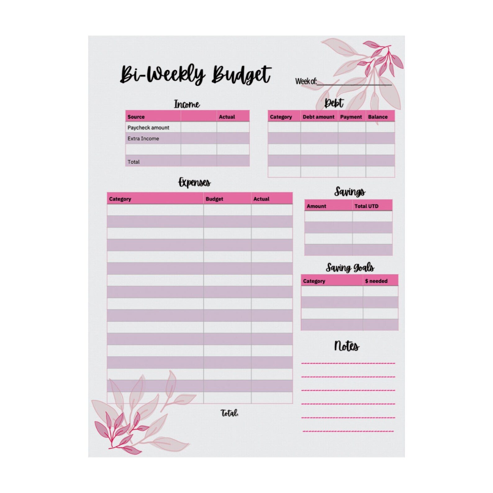Bi-weekly Budget Planner - Etsy