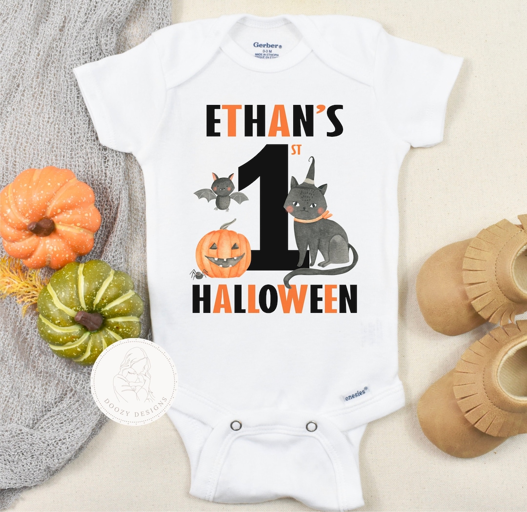 PERSONALIZED First Halloween Baby Onesie ®, 1st Halloween Baby Shirt, Custom Baby Name Shirt ...