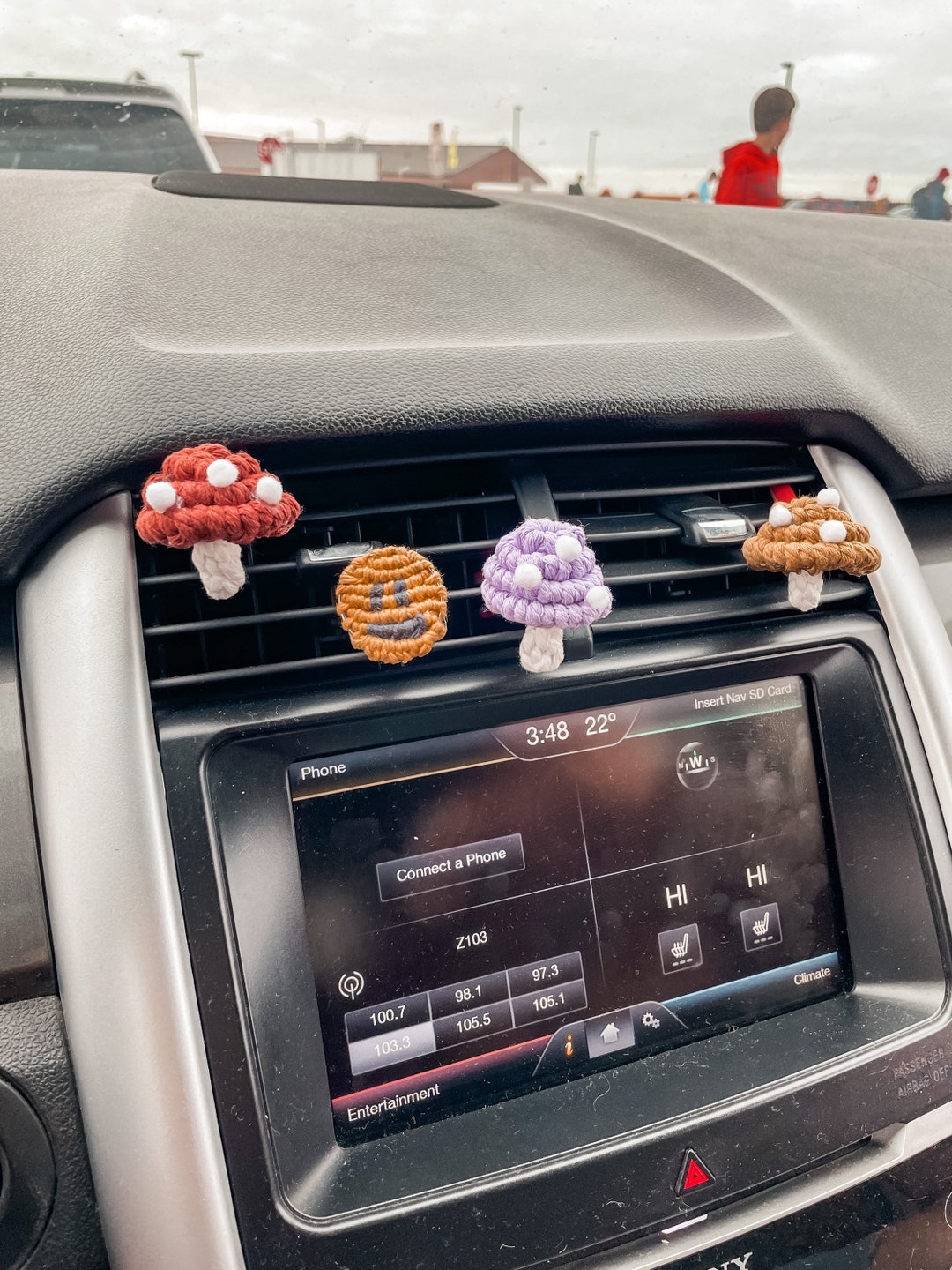 Macrame Mushroom & Smiley Face Air Vent Decorations - Etsy