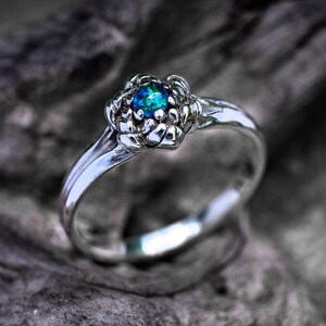 Rainbow Moonstone Ring | Moon Stone Ring | Silver Flower Ring ...