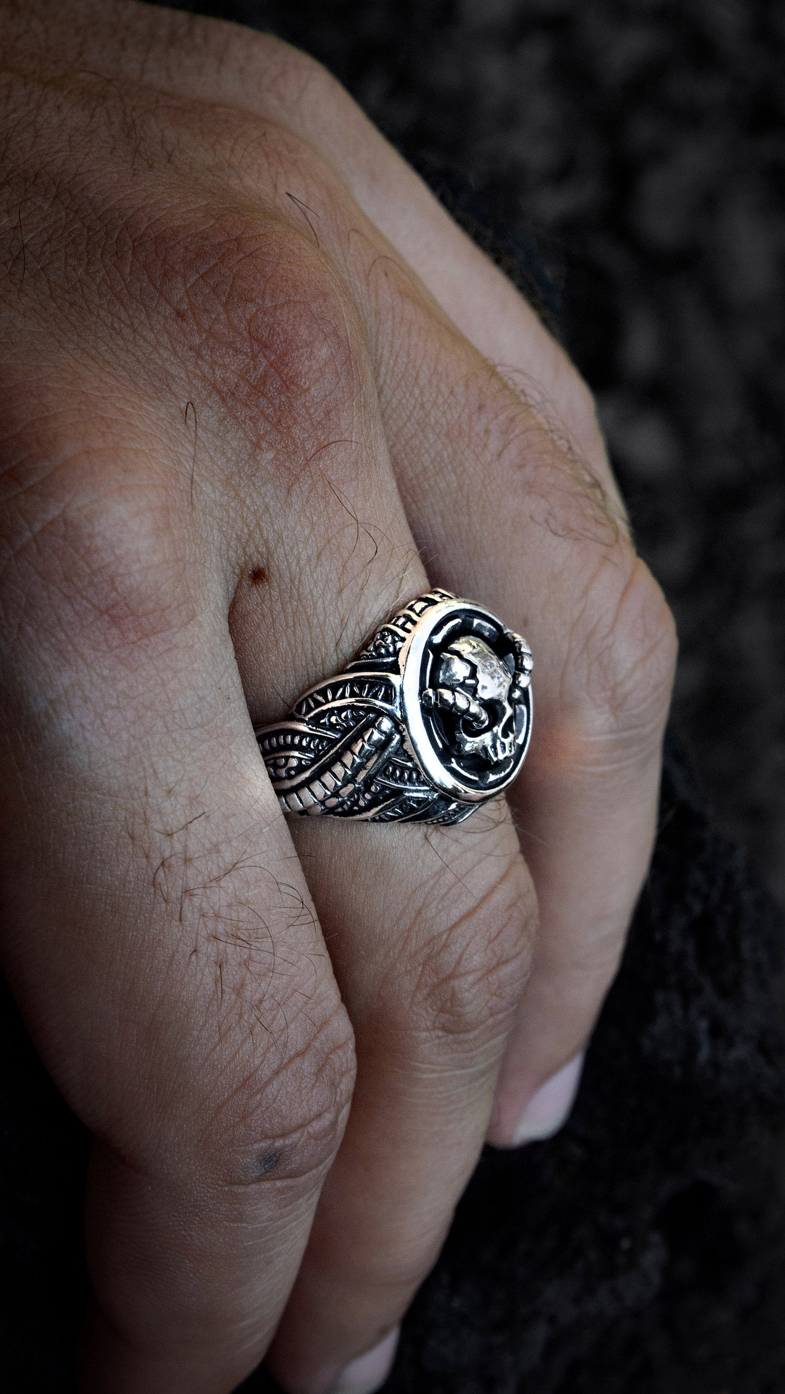 Biomech Skull Ring Half Jaw Skull Ring Unique Skull Ring | Etsy