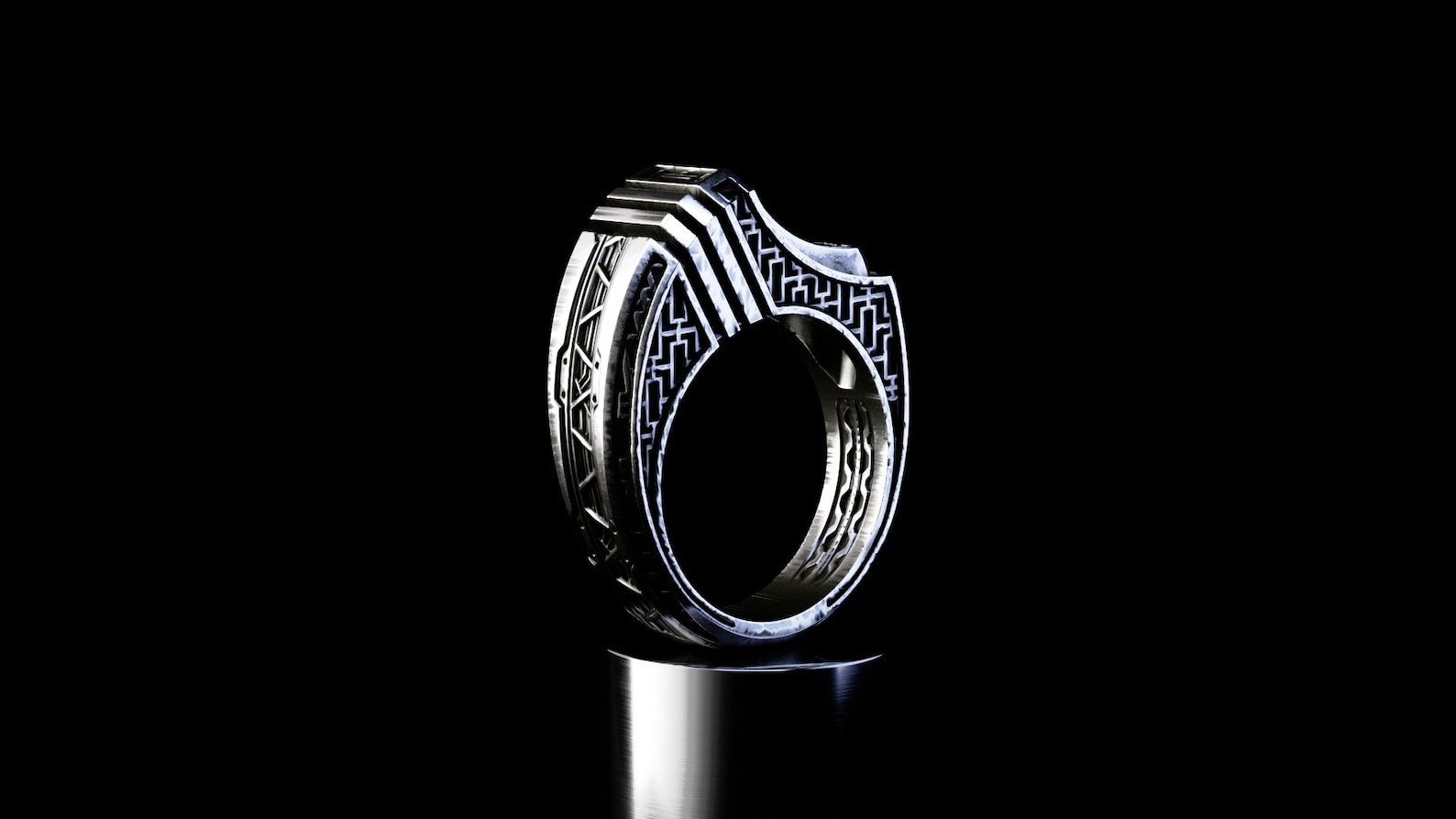Geometric Ring | Signet Ring Men | Cyberpunk Clothing | Futuristic ...
