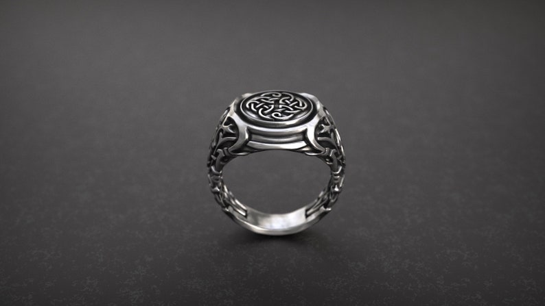 Celtic Knot Signet Ring Silver Viking Ring Medieval Ring - Etsy