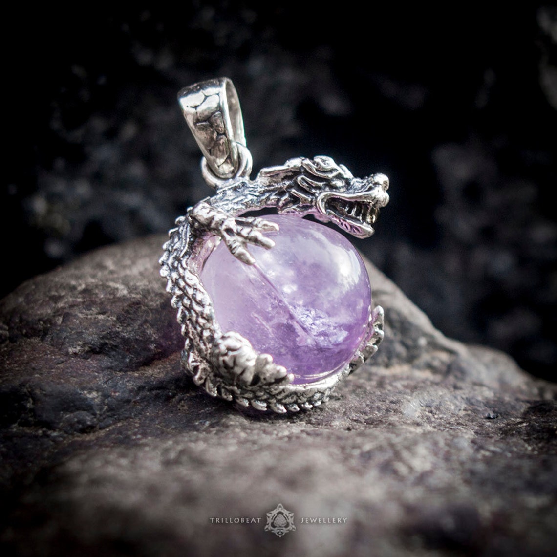 Dragon Stone Pendant Dragon Charm Baby Dragon Pendant - Etsy