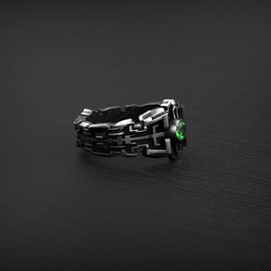 Geek Engagement Ring for Men | Futuristic Mens Silver Ring | Sci-fi ...