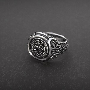 Celtic Knot Signet Ring | Silver Viking Ring | Medieval Ring | Pagan ...