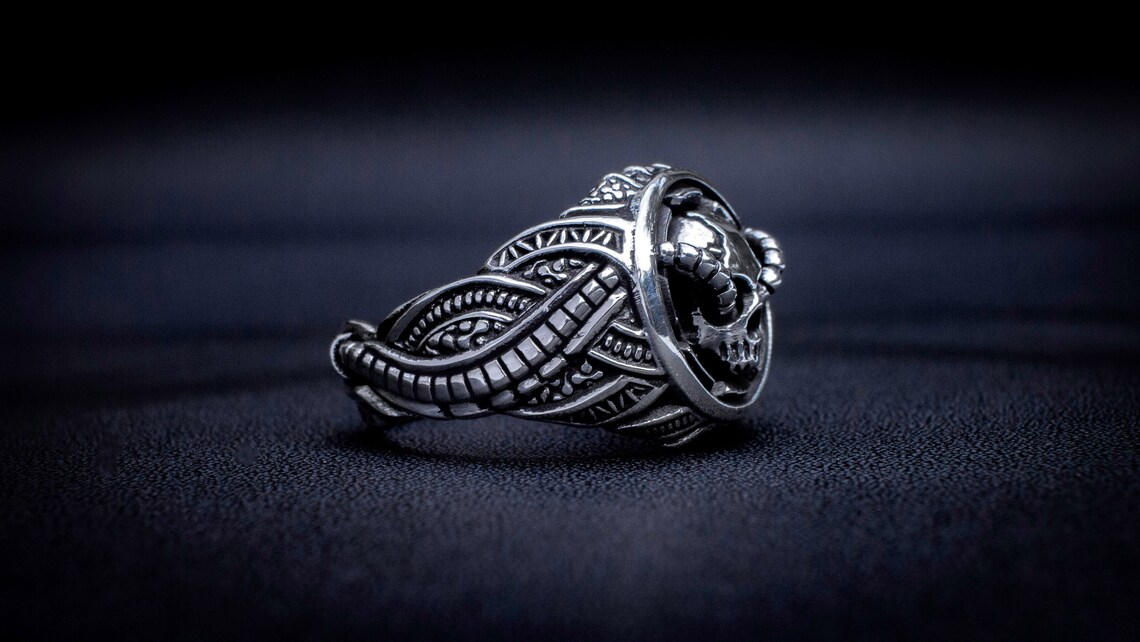 Biomech Skull Ring Half Jaw Skull Ring Unique Skull Ring | Etsy