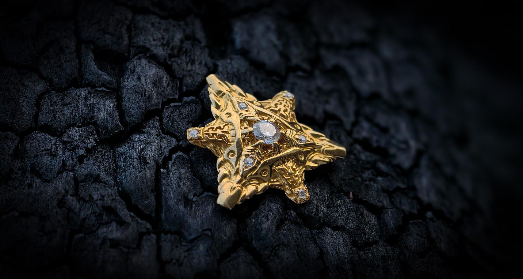 14K Gold Merkaba Pendant 'stargate' | Metatron | Space Jewelry ...