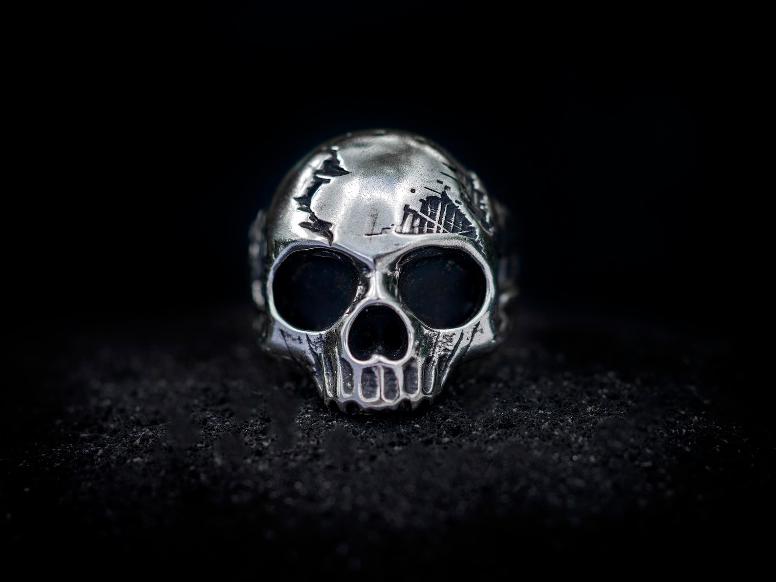 Men's Silver Skull Ring | Cyborg Biomech Design | Unique Statement ...