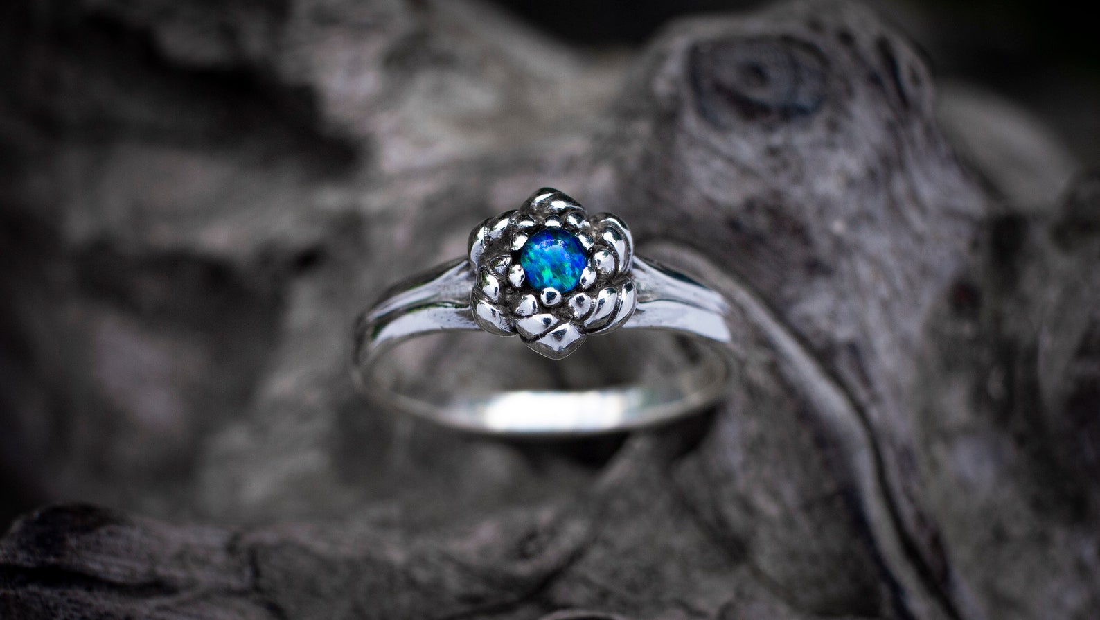 Rainbow Moonstone Ring | Moon Stone Ring | Silver Flower Ring ...