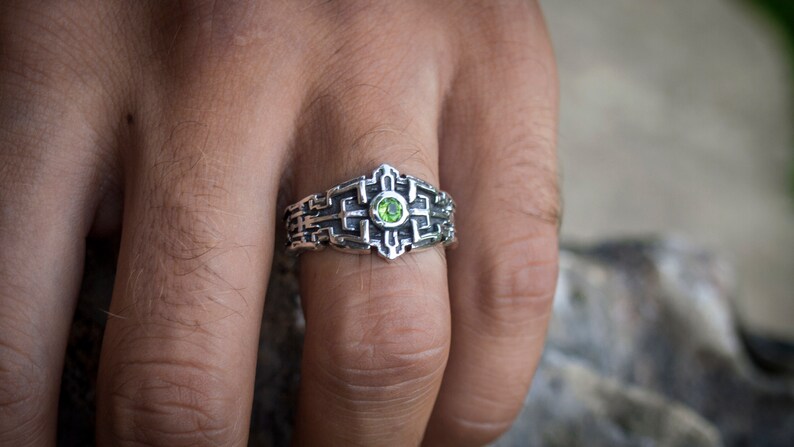 Geek Engagement Ring for Men Futuristic Mens Silver Ring | Etsy