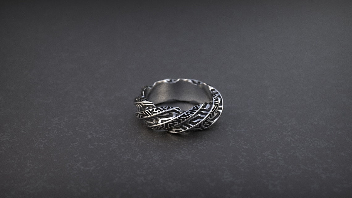 Geometric Twisted Ring Futuristic Ring Cyberpunk Mens - Etsy