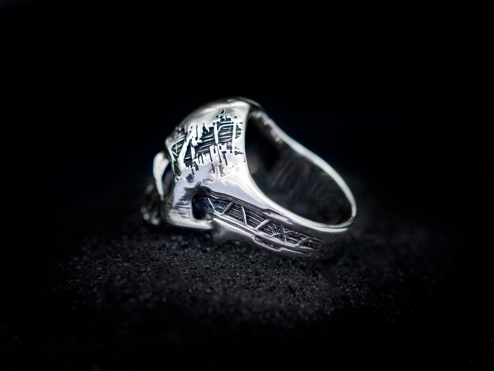 Men's Silver Skull Ring | Cyborg Biomech Design | Unique Statement ...