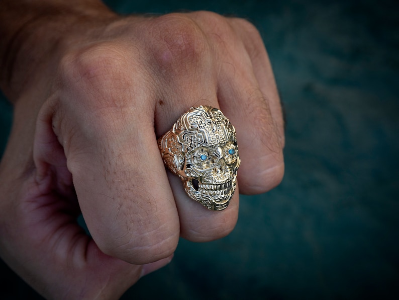 14k Gold Skull Ring 18K Gold Skull Men Ring Skull Rings - Etsy