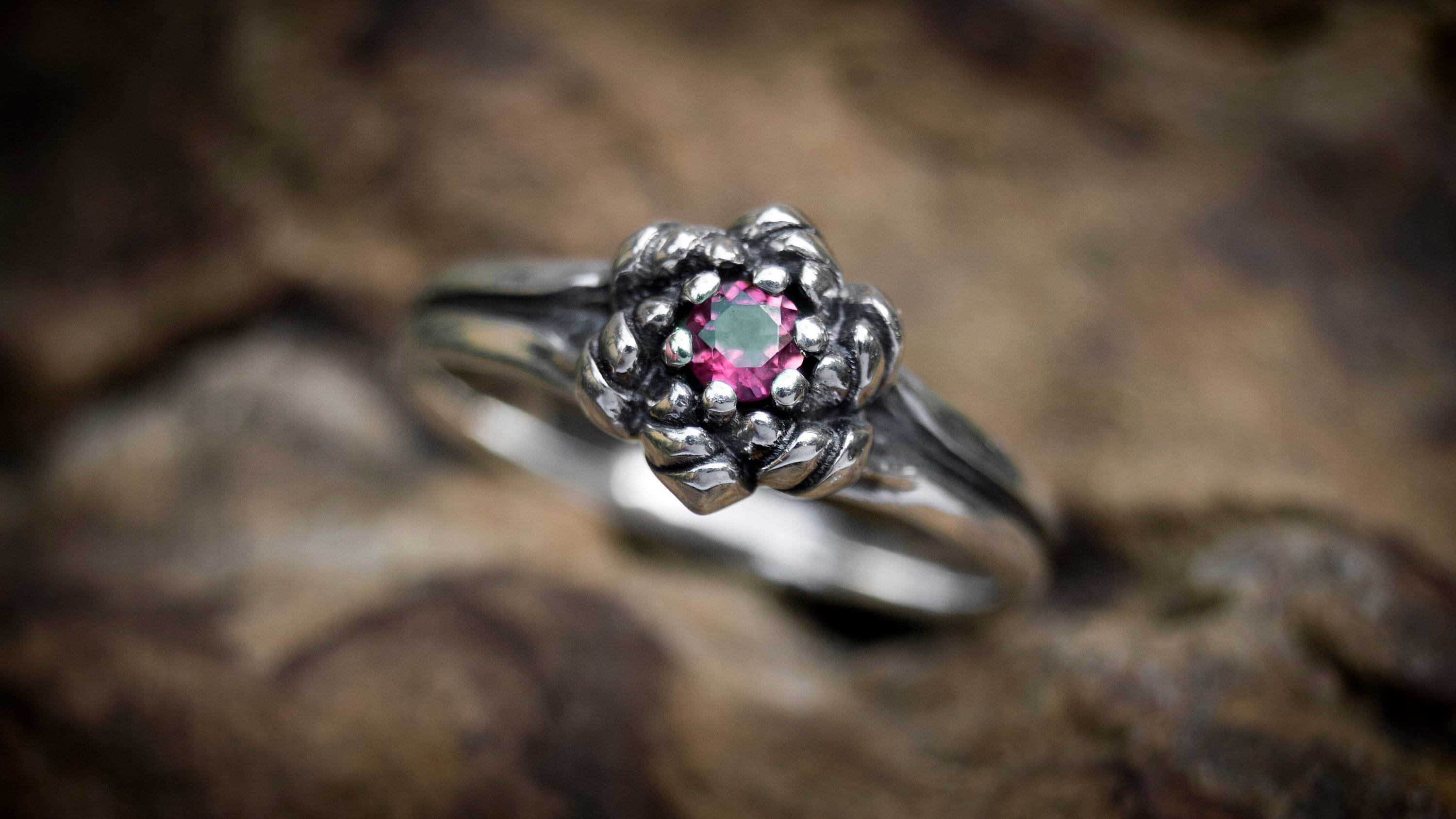 Rainbow Moonstone Ring | Moon Stone Ring | Silver Flower Ring ...