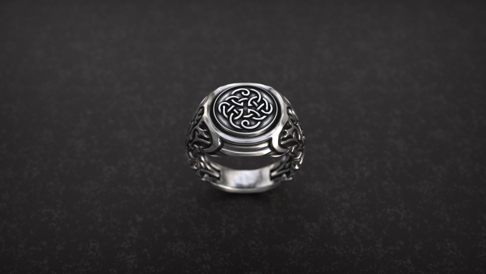 Celtic Knot Signet Ring Silver Viking Ring Medieval Ring - Etsy