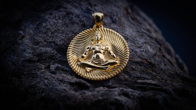 Gold Shiva Pendant | Shiva Necklace Gold | Meditating Shiva Pendant ...