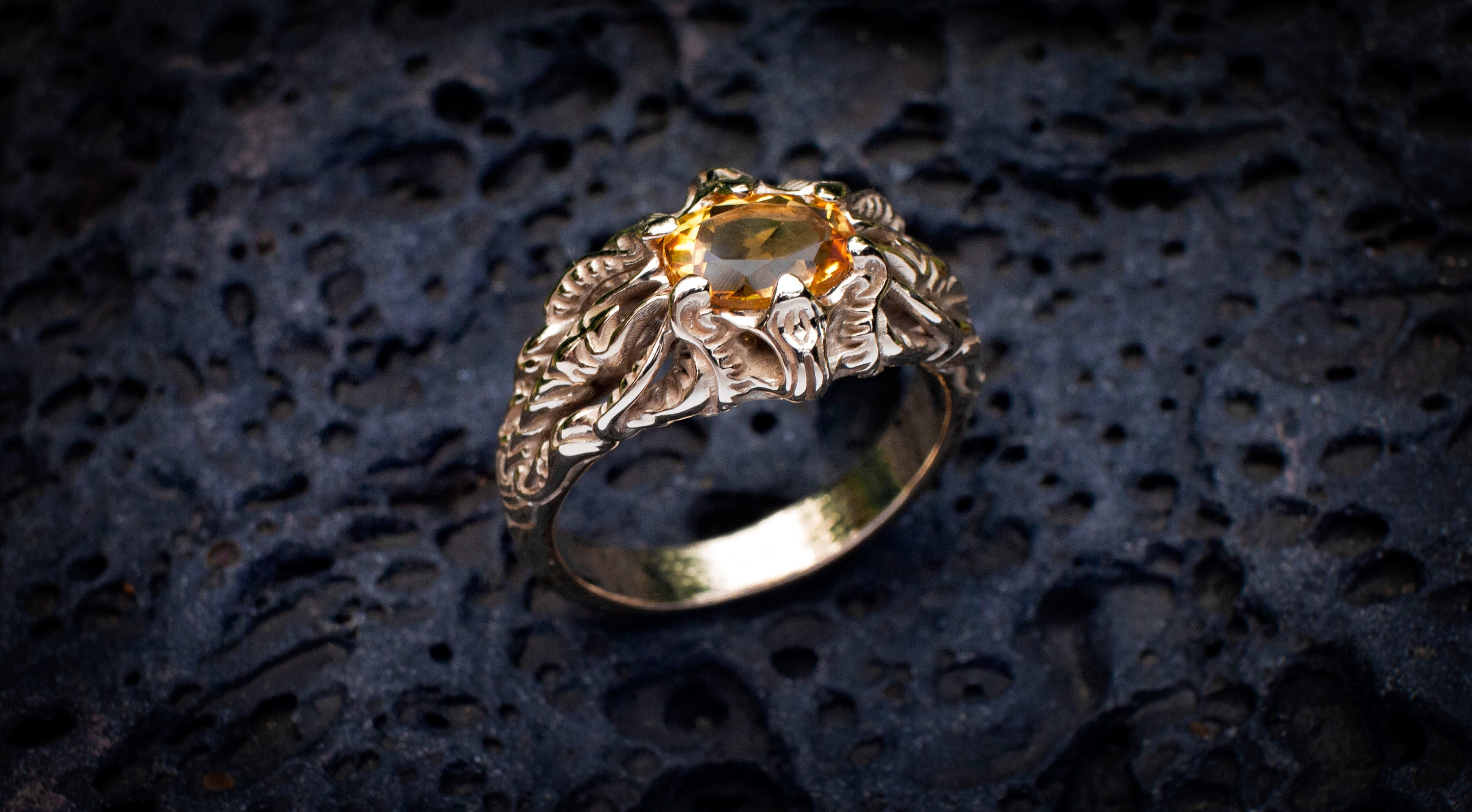 14k Gold Elven Engagement Ring | Gothic Fantasy Ring | Elvish Filigree ...