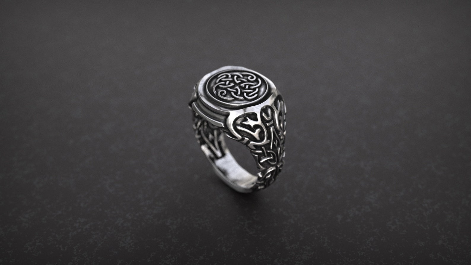 Celtic Knot Signet Ring Silver Viking Ring Medieval Ring - Etsy