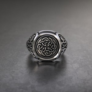 Celtic Knot Signet Ring | Silver Viking Ring | Medieval Ring | Pagan ...