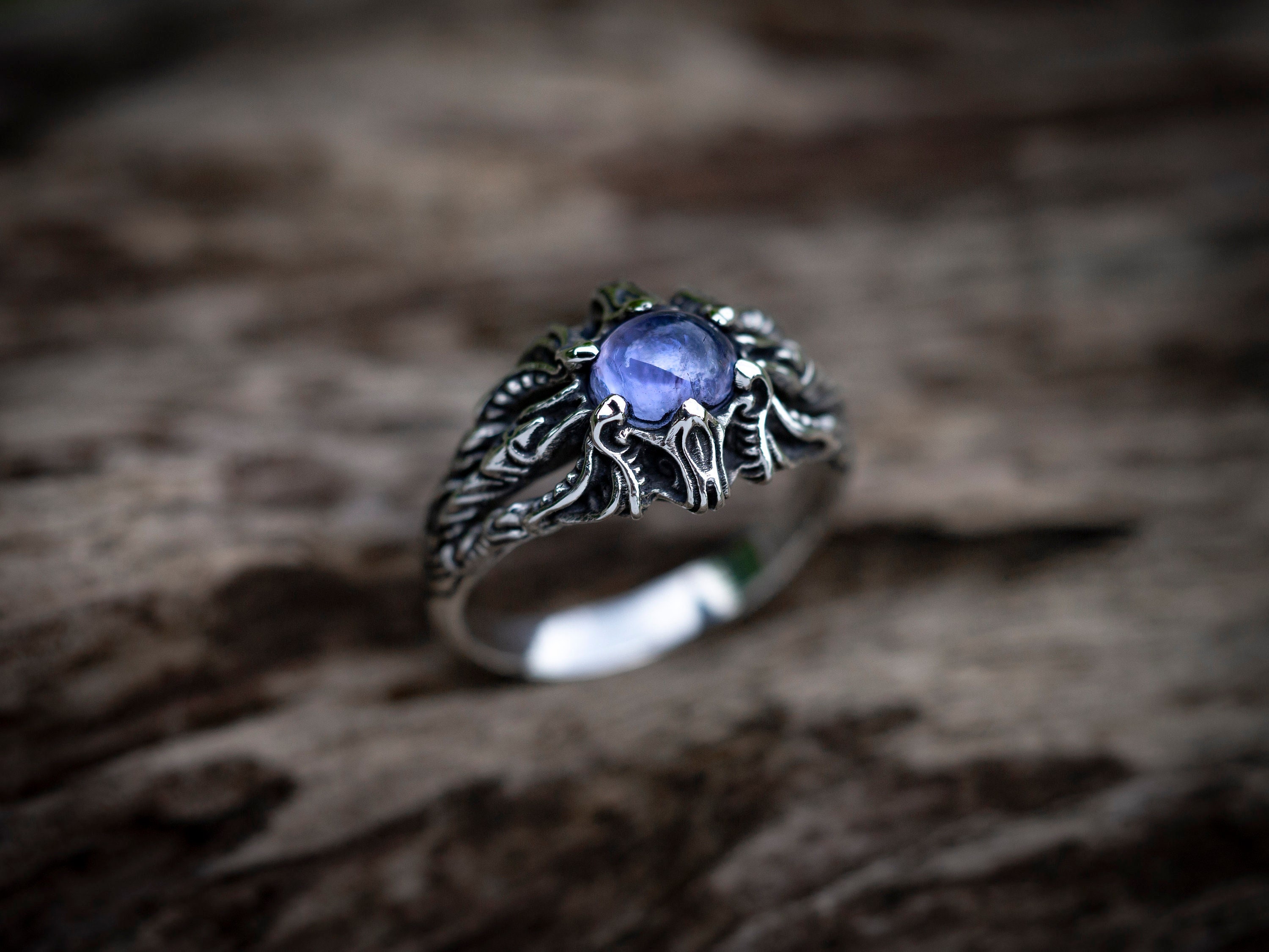 Silver Gothic Ring Moonstone Ring Fantasy Ring Elven - Etsy Canada