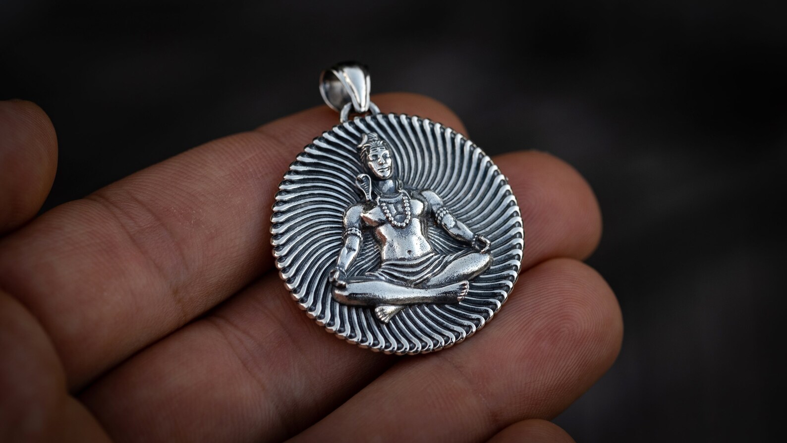 Buy Lord Shiva Pendant Silver Shiva Necklace Meditating Shiva Online in ...