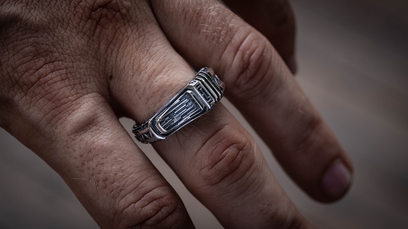 Geometric Ring | Signet Ring Men | Cyberpunk Clothing | Futuristic ...