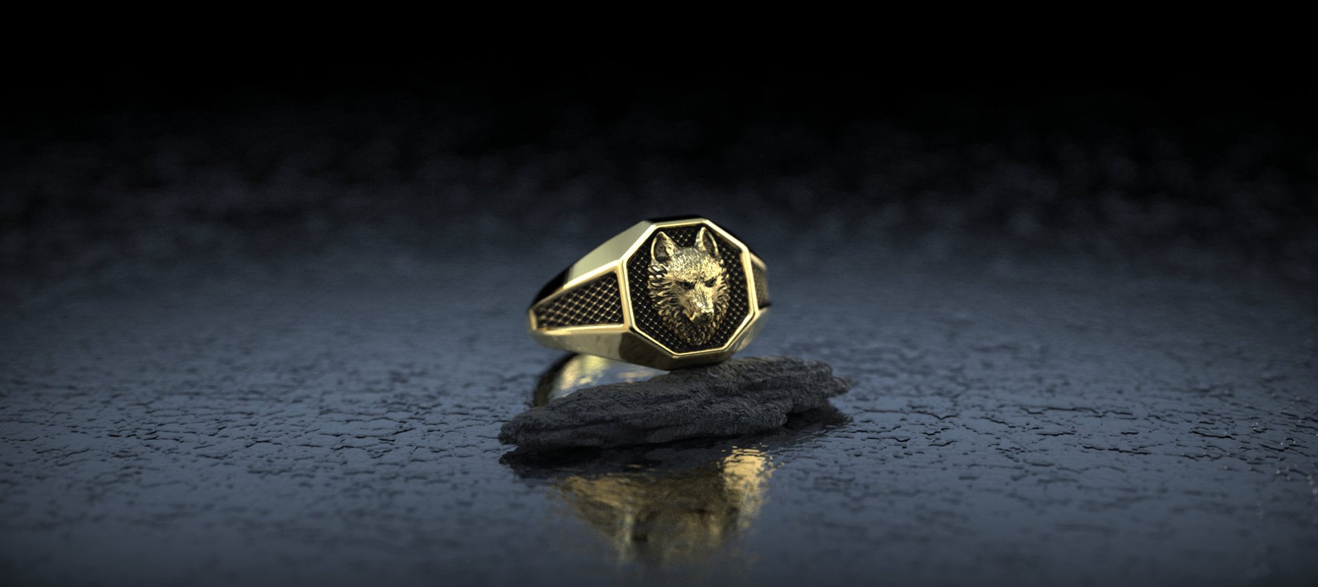 Solid Gold Wolf Ring Gold Signet Ring for Men Gold Wolf - Etsy