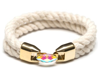 Nautical Rope Necklace / Ivory Rope Necklace / Gold Nautical | Etsy