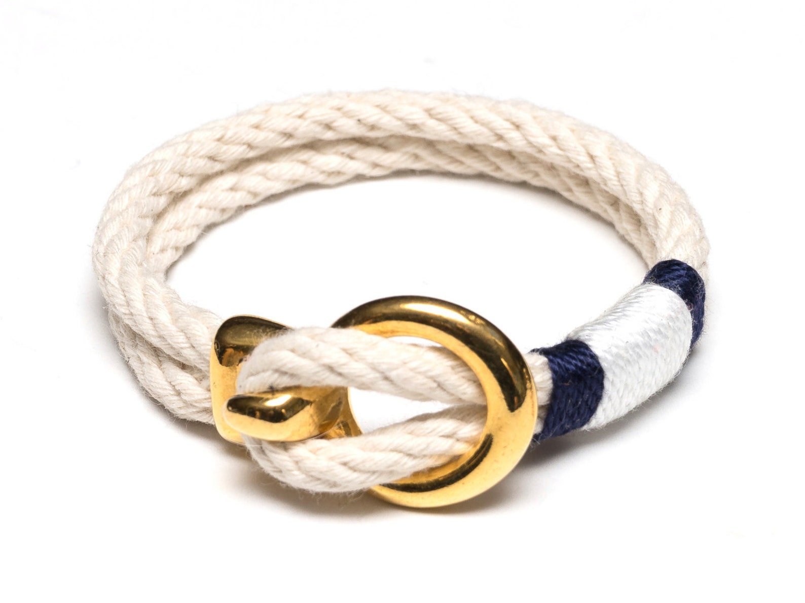 Nautical Rope Bracelet / Gold Hook Clasp Bracelet / Ivory Rope - Etsy
