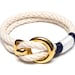 Nautical Rope Bracelet / Gold Hook Clasp Bracelet / Ivory Rope Bracelet ...