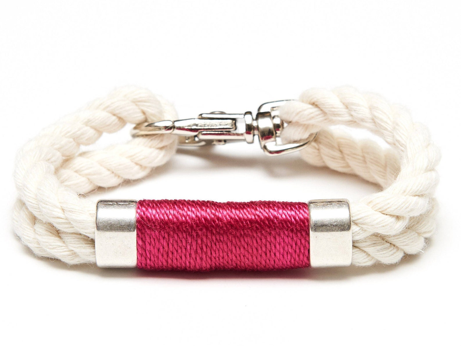 Nautical Rope Bracelet / Ivory Rope Bracelet / Silver Nautical - Etsy