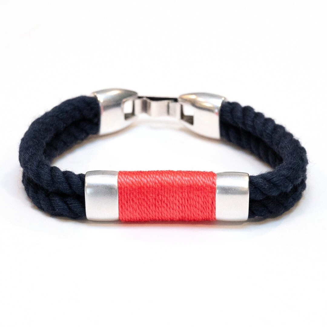 Nautical Rope Bracelet / Navy Rope Bracelet / Navy Coral Rope Bracelet ...