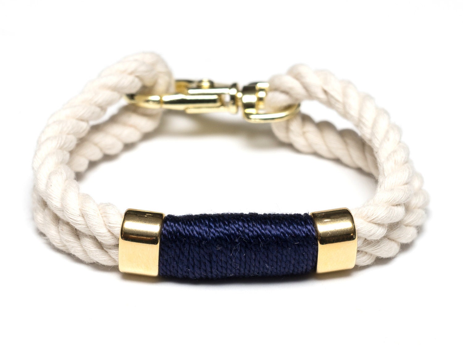 Nautical Rope Bracelet / Ivory Rope Bracelet / Gold Nautical - Etsy