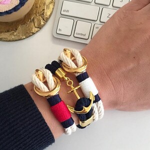Nautical Rope Bracelet / Gold Hook Clasp Bracelet / Ivory Rope Bracelet ...