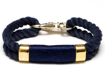 Nautical Rope Bracelet / Metallic Gold Bracelet / Navy Blue | Etsy