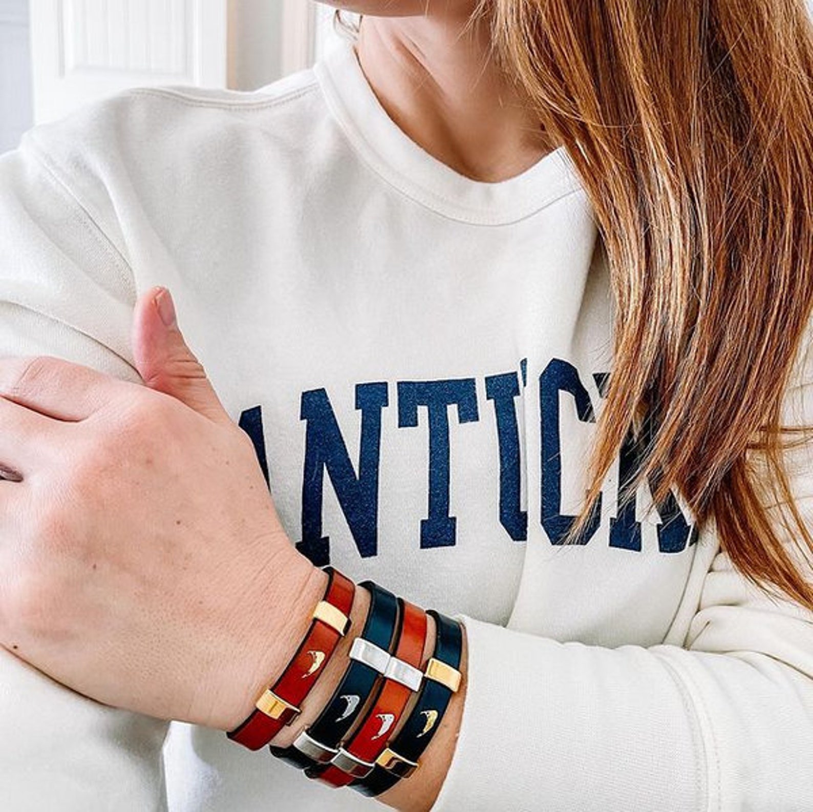 Nantucket Bracelet / Preppy Leather Bracelet / Navy Blue | Etsy
