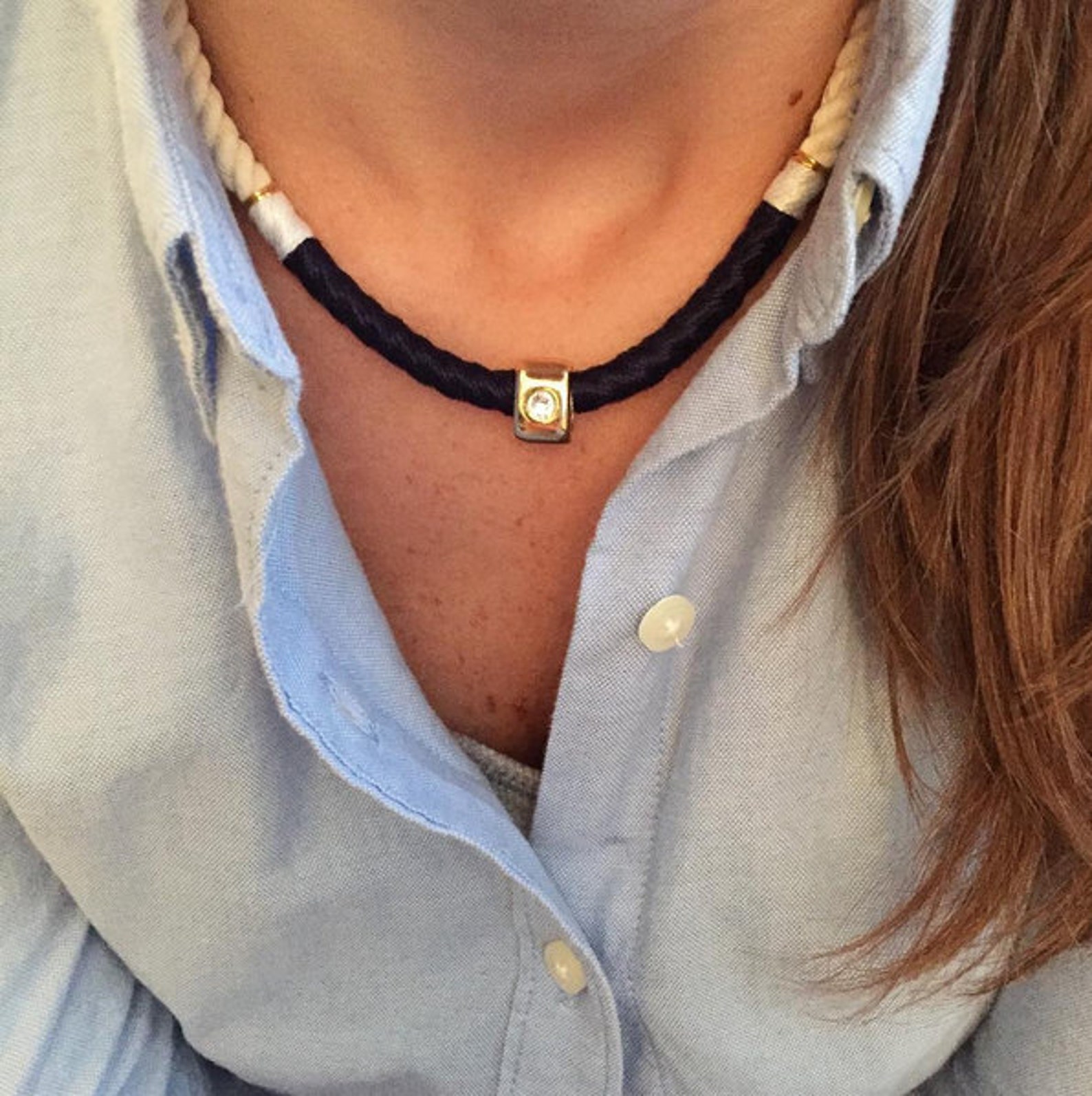 Nautical Rope Necklace / Ivory Rope Necklace / Gold Nautical | Etsy