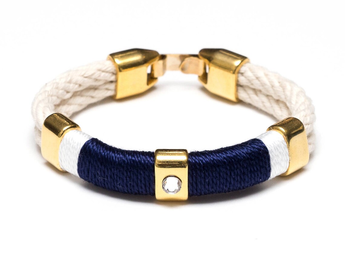 Nautical Rope Bracelet / Ivory Rope Bracelet / Rhinestone - Etsy