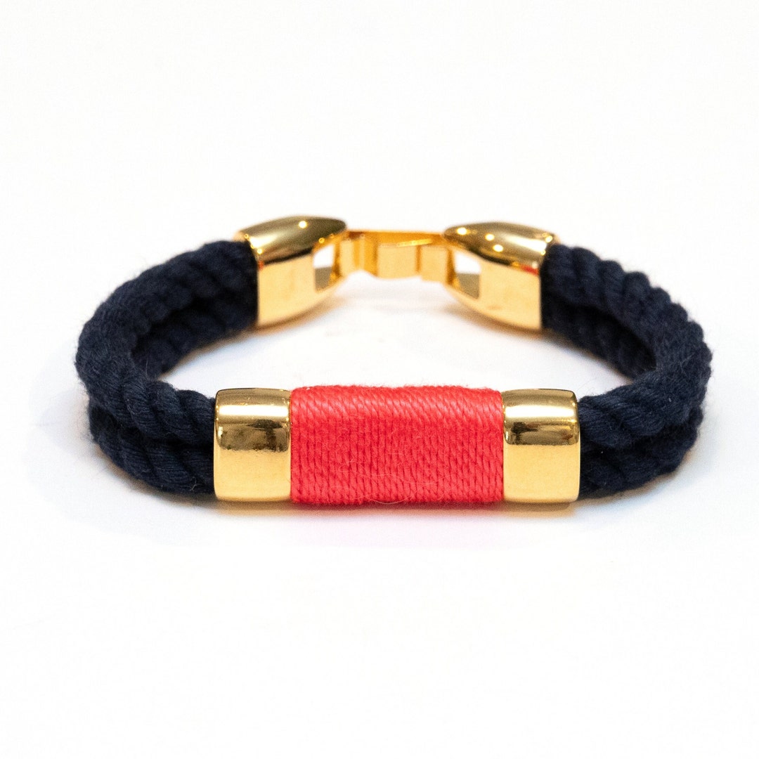 Nautical Rope Bracelet / Navy Rope Bracelet / Coral Navy Rope Bracelet ...