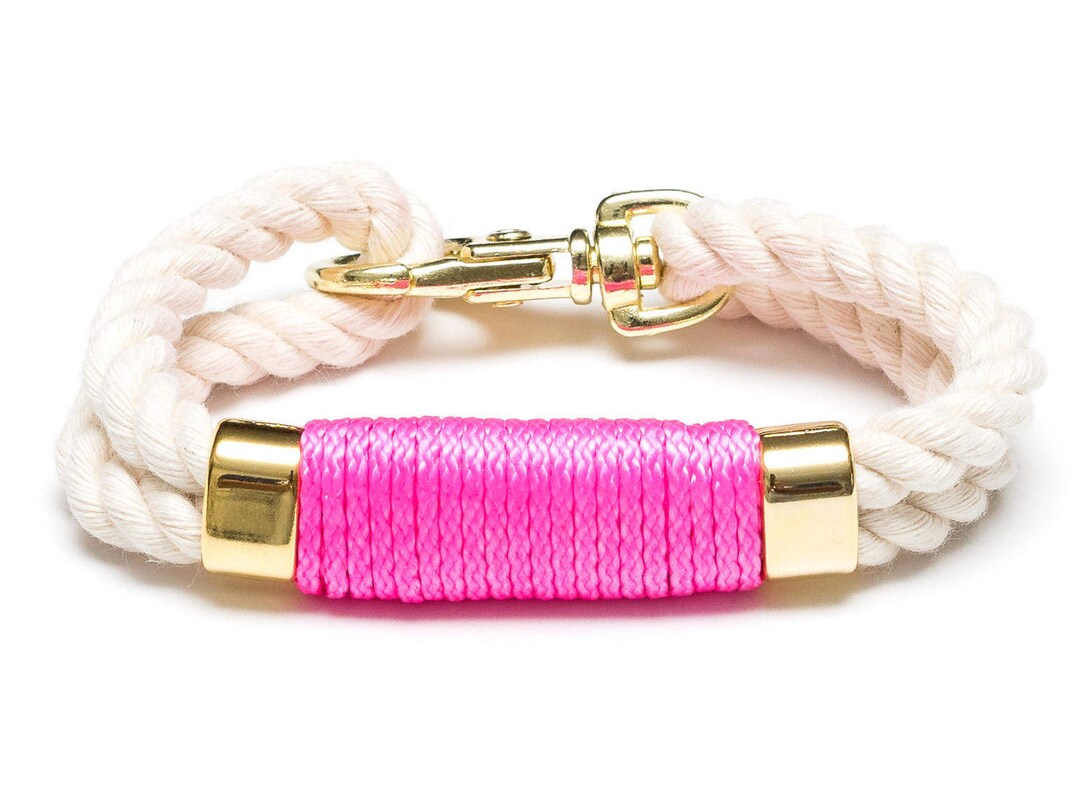 Nautical Rope Bracelet / Neon Pink Rope Bracelet / Gold - Etsy
