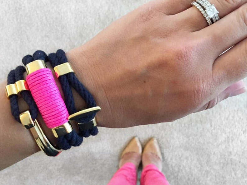 Nautical Rope Bracelet / Navy Blue Rope Bracelet / Gold Half - Etsy Canada
