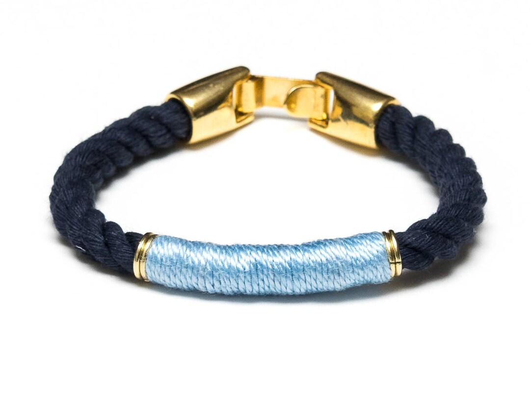 Nautical Rope Bracelet / Navy Blue Rope Bracelet / Gold Nautical Rope ...