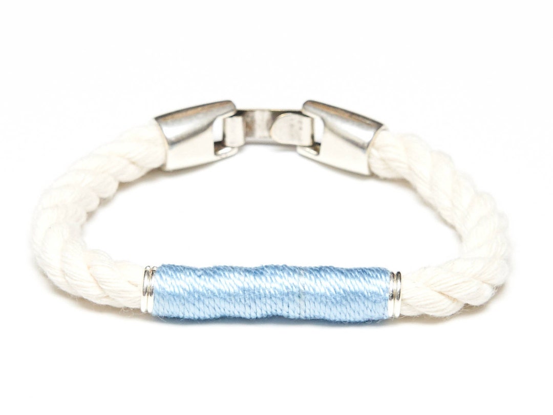 Nautical Rope Bracelet / Ivory Rope Bracelet / Silver Nautical Bracelet ...